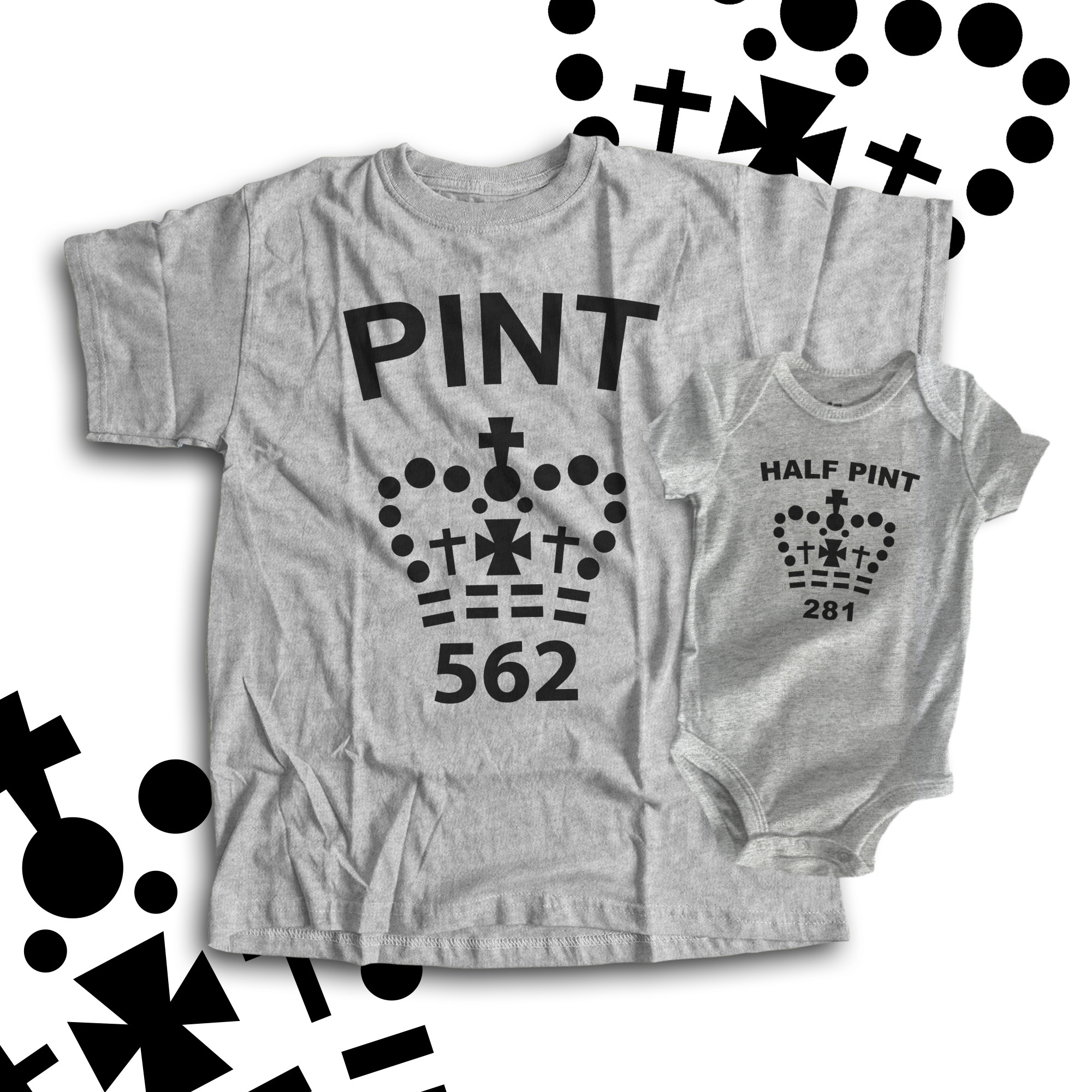 dad kid gift shirts, dad pint child half pint dark matching shirt gift set