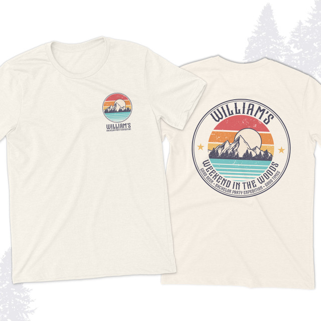 bachelor party shirt, camping weekend in woods bachelor party tee front ...