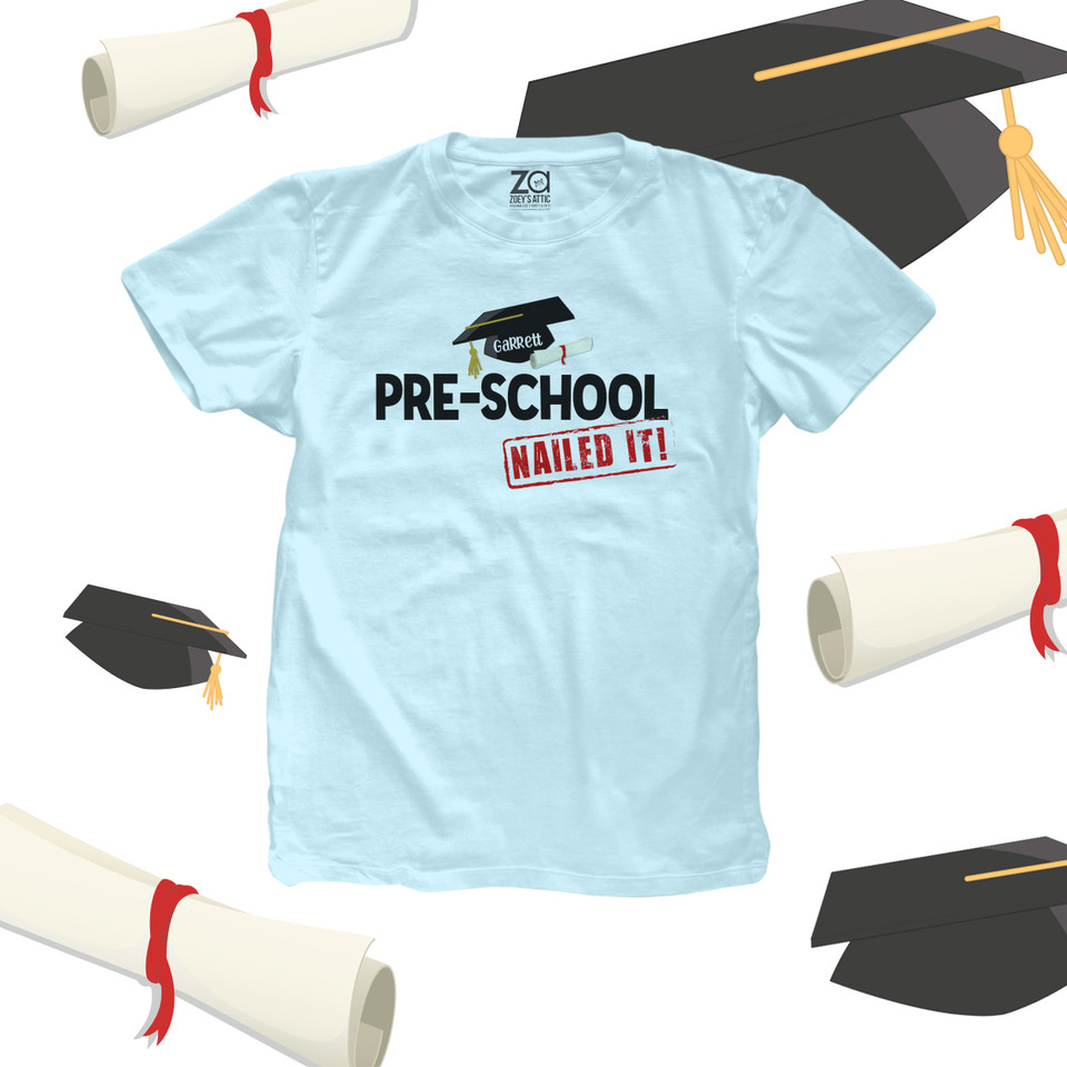 personalized kids shirts, preschool completion diploma and cap ...