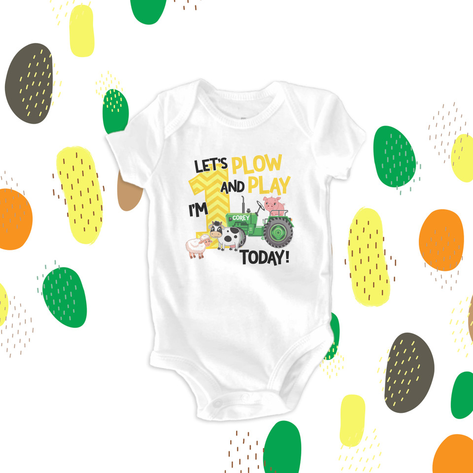 personalized kids shirt, farm animals tractor, personalized 1st ...