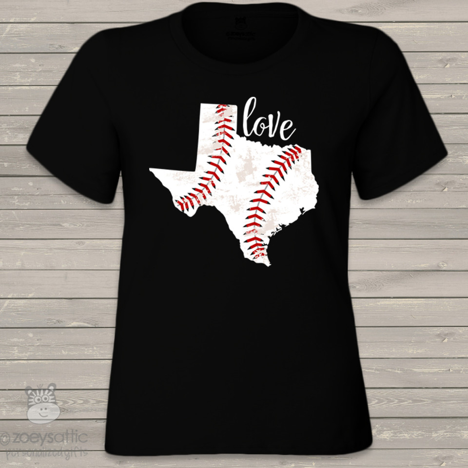 dark baseball shirt, love baseball home state crew neck or v-neck tshirt