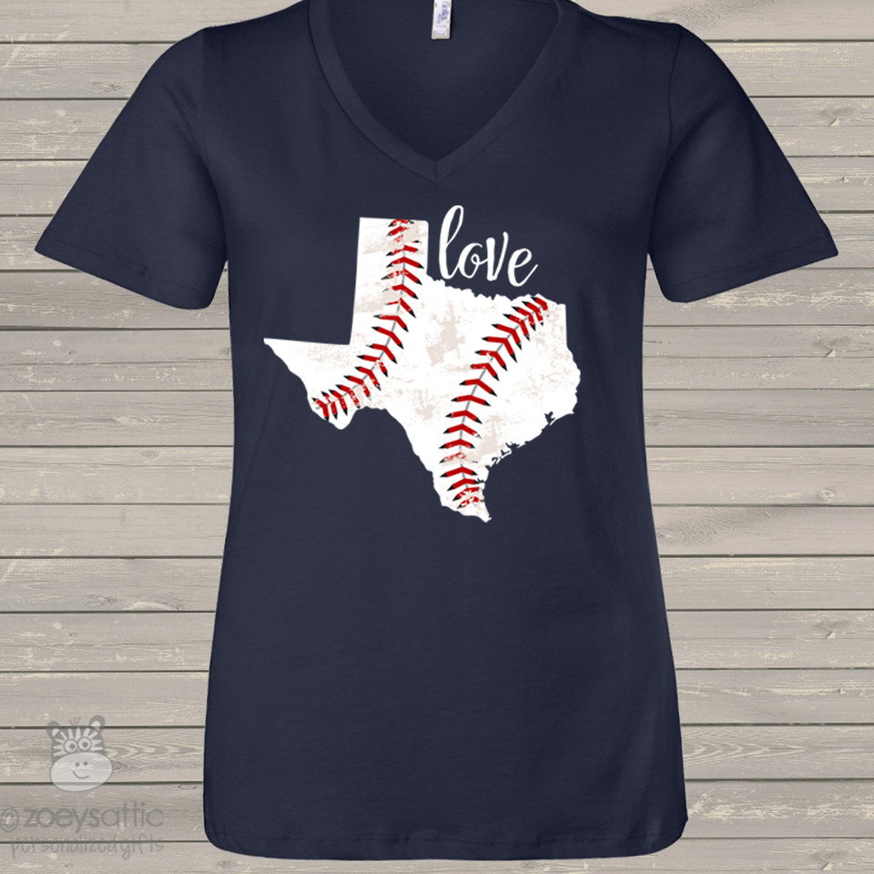 dark baseball shirt, love baseball home state crew neck or v-neck tshirt
