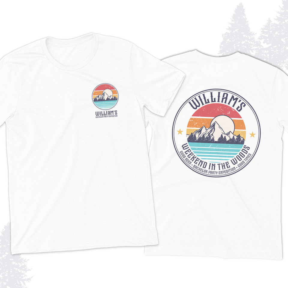 bachelor party shirt, camping weekend in woods bachelor party tee front ...