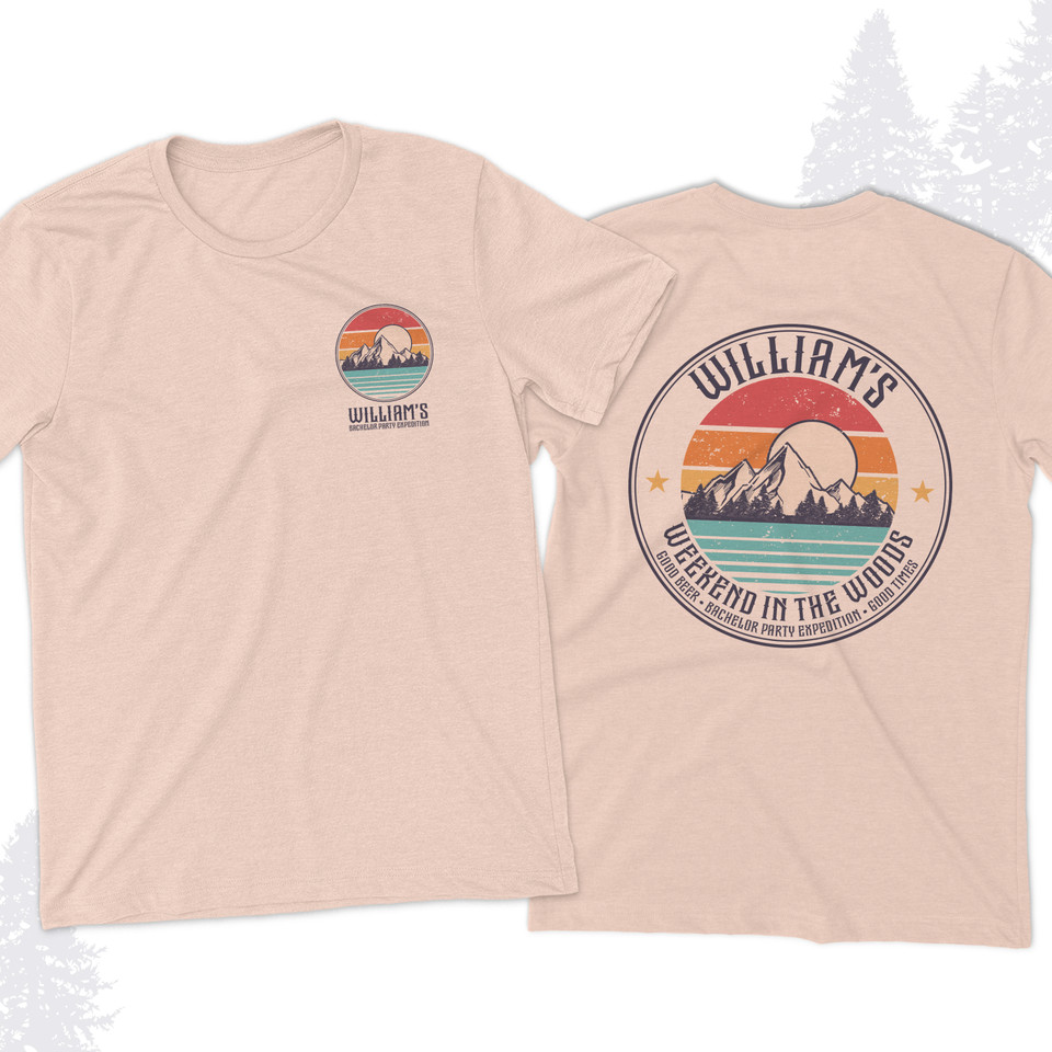 bachelor party shirt, camping weekend in woods bachelor party tee front ...