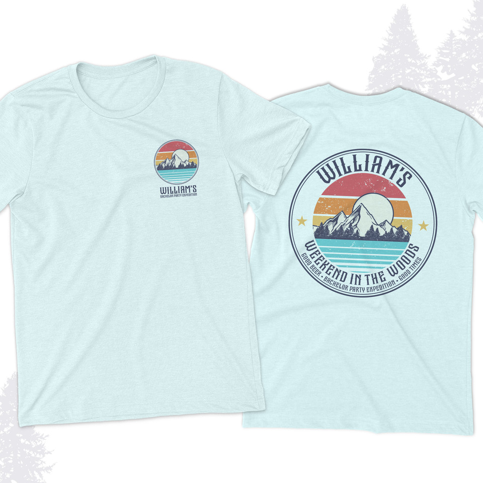 bachelor party shirt, camping weekend in woods bachelor party tee front ...