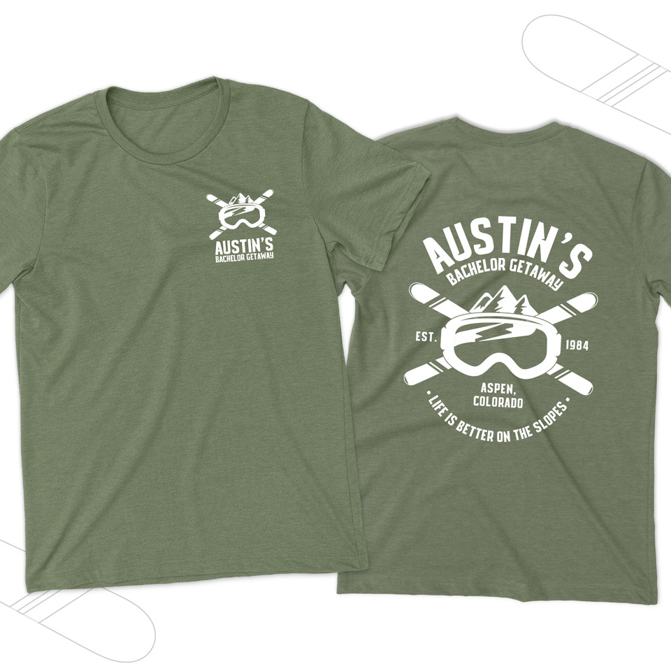 bachelor party shirt, ski weekend on slopes bachelor party tee front ...
