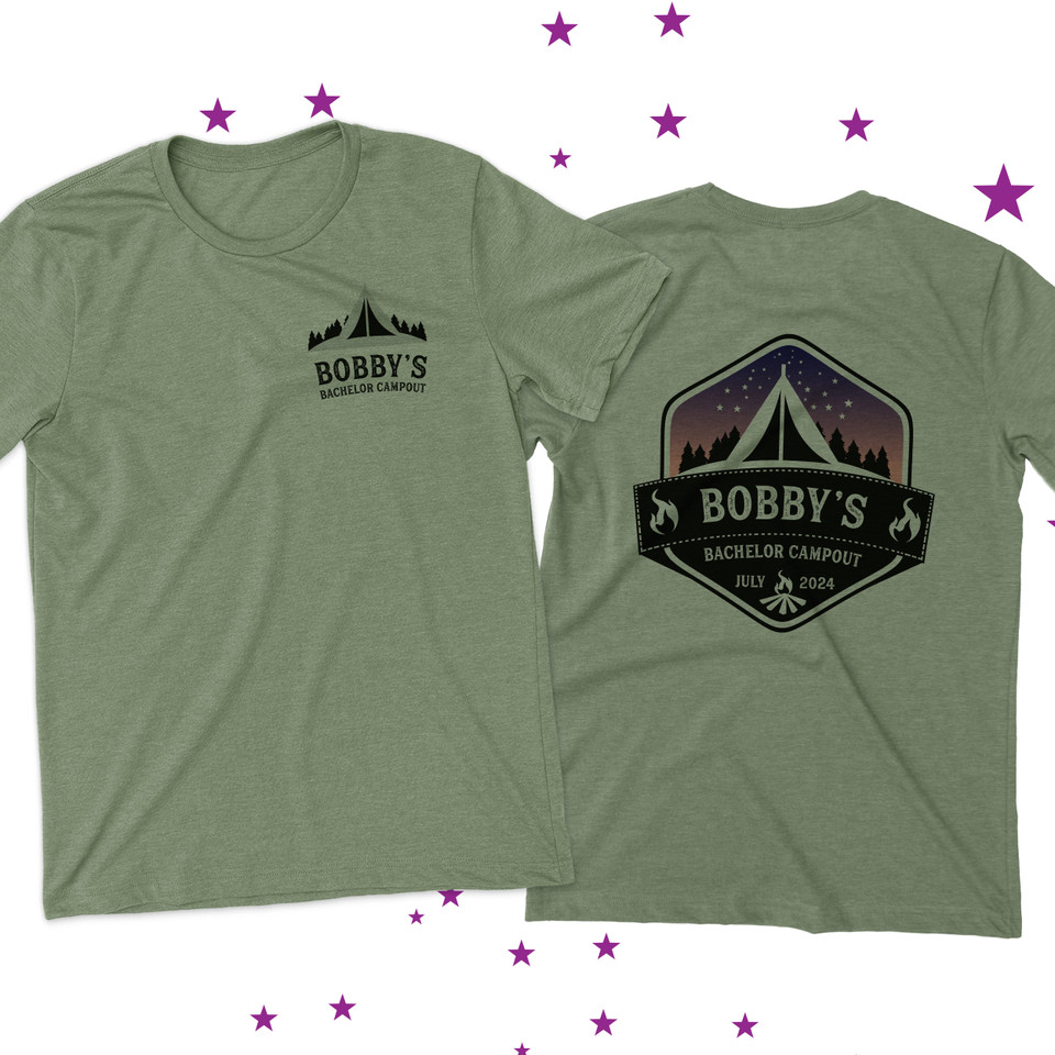 bachelor party shirt, campout camping weekend bachelor party tee front ...