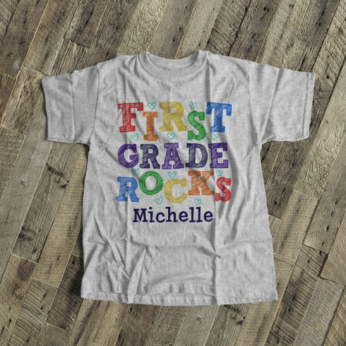 back to school shirt, first grade rocks student tshirt