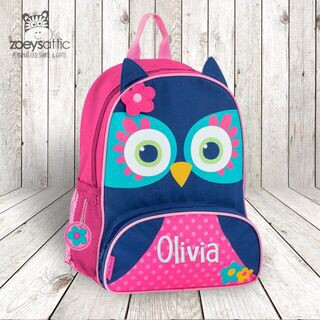personalized school bag, owl custom embroidered kids backpack