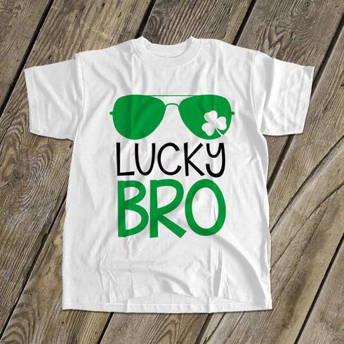 boys st patricks day shirt, shamrock aviator sunglasses lucky bro tshirt