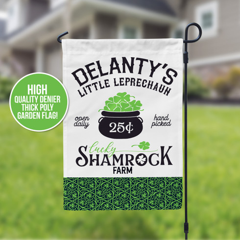 irish garden flag, shamrock farm little leprechaun st patricks flag