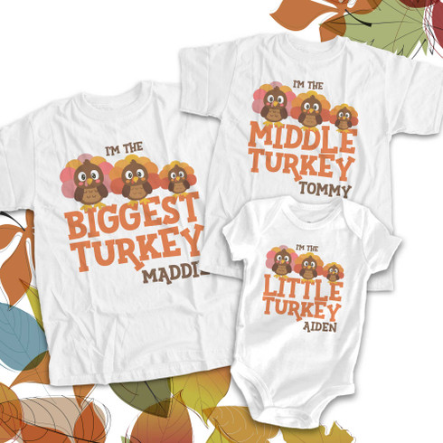 thanksgiving sibling shirts, turkey brother or sister matching three ...