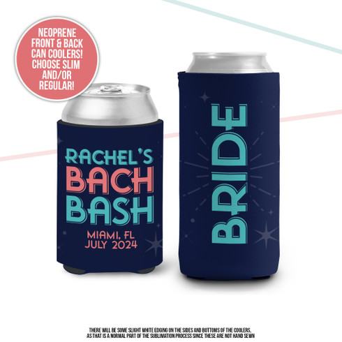 bachelorette party coolie, bach bash retro beverage insulator slim ...