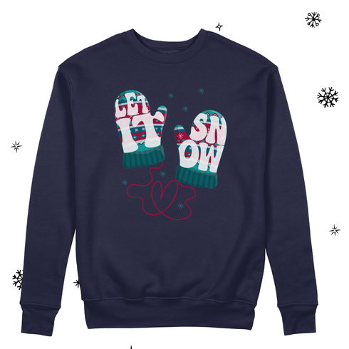 winter sweatshirt, let it snow christmas mittens unisex adult ...