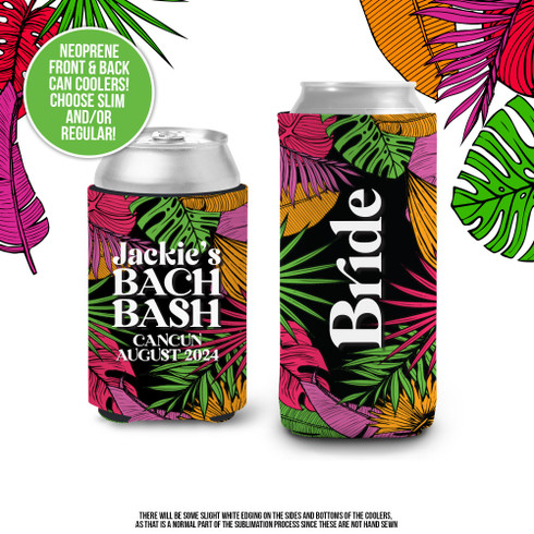 bachelorette party favor, bach bash tropical floral custom beverage ...
