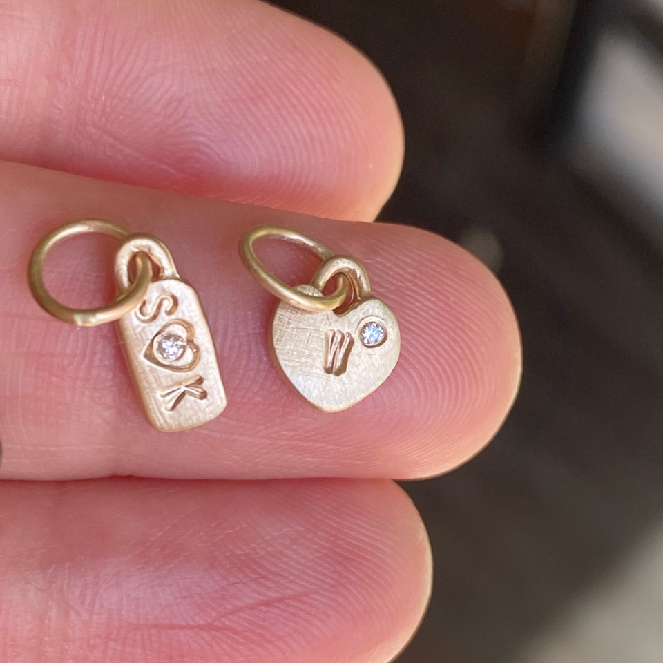 Itty Bitty Personalized Heart Charm Silver or Gold