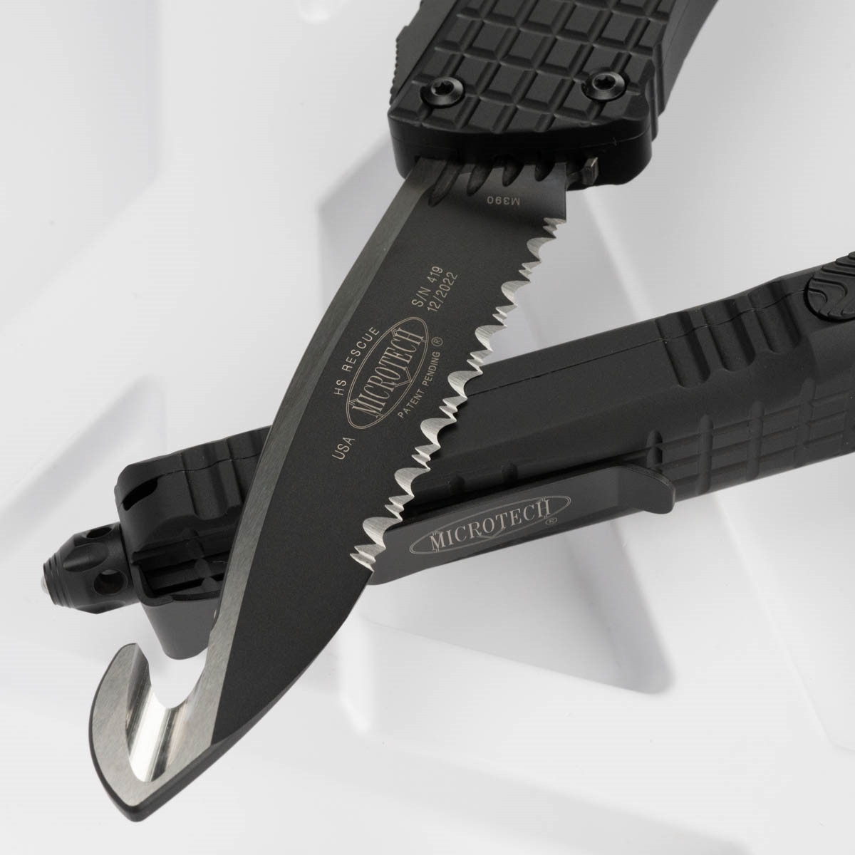 Microtech Combat Troodon 601-3THS HS Rescue Black Full Serrated Blade ...