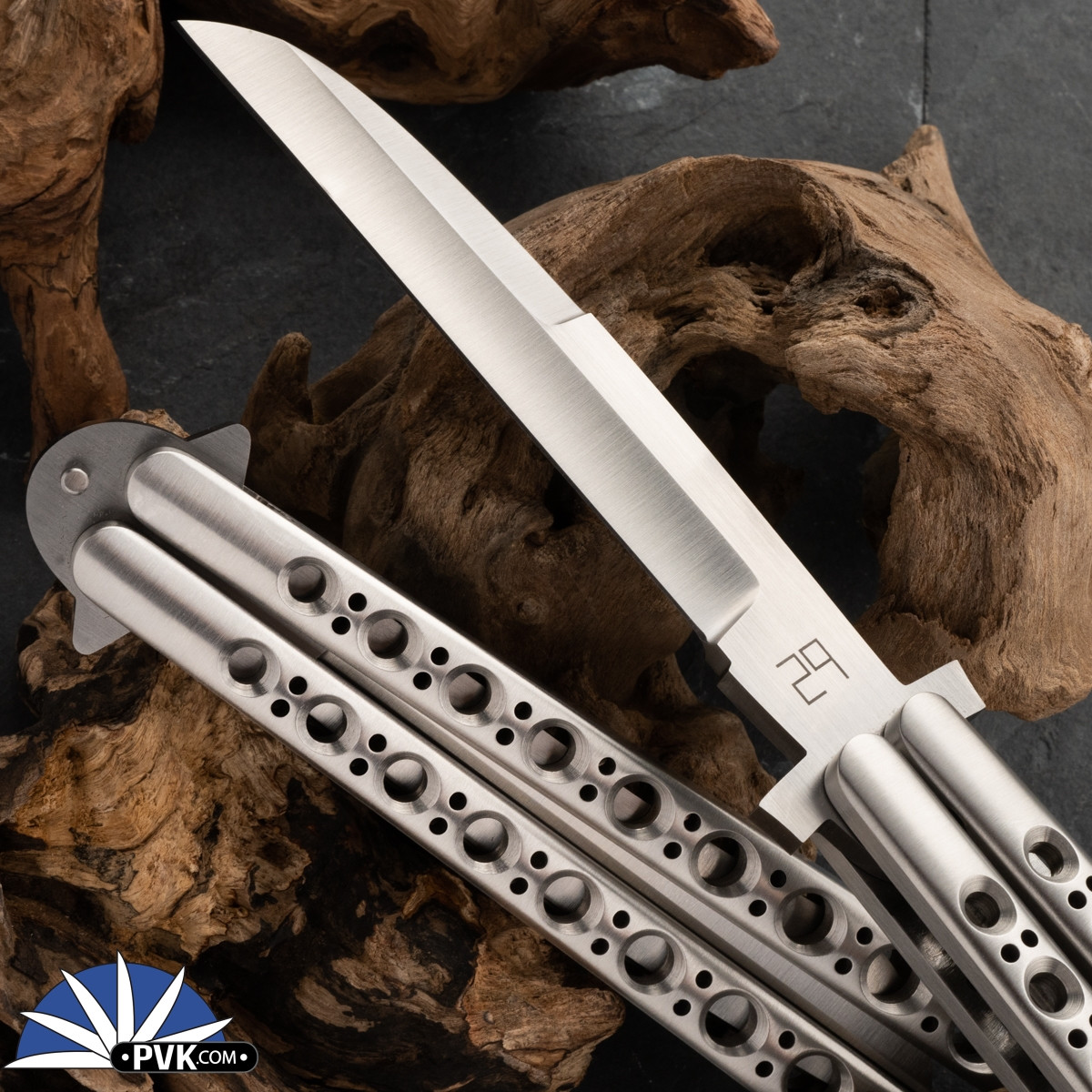 29 Knives Custom 5" S30V Ginunting Skeleton Channel Cut 303 Stainless ...