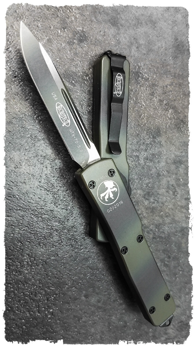 Microtech UTX-70 D/A OTF Green Camo Single Edge - PVK