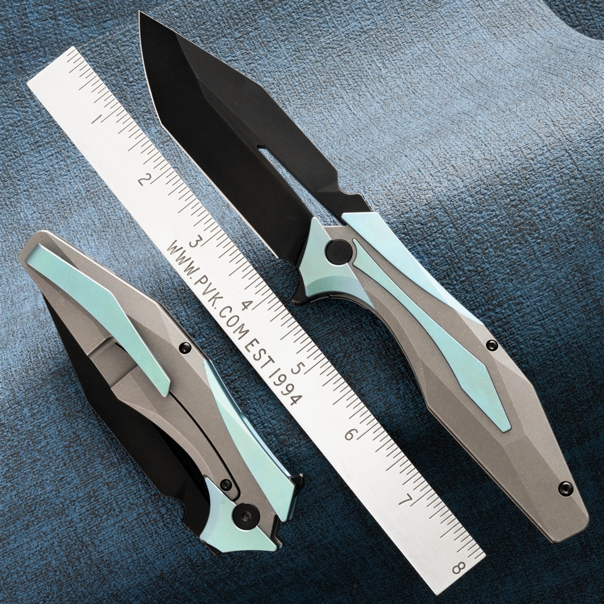 Arcane Design X Isham Bladeworks The PLEXUS PVD Black M390 Blade, Grey ...