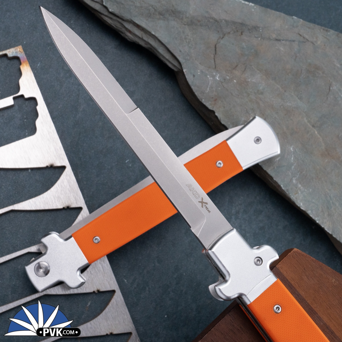AKC X-treme 11" Shadow Switchblade (Bolster Release) Stonewash Bayonet ...