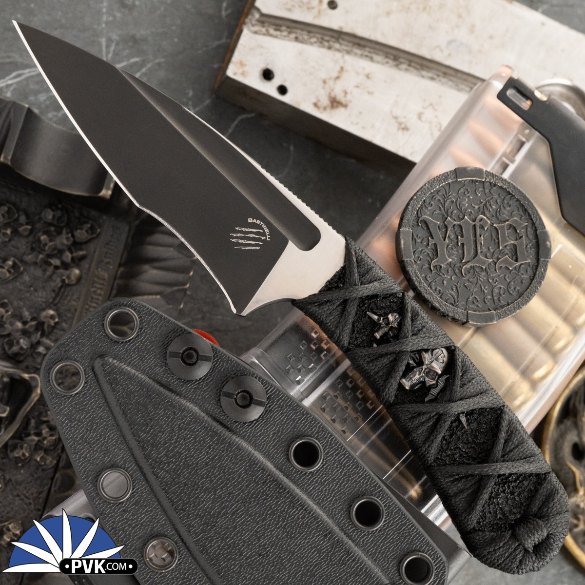 Bastinelli Creations Custom SIN Fixed Blade, PVD Blackwash & Satin ...