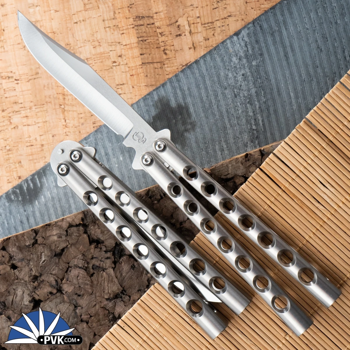 BaliBalistic Custom Balisong, Two Tone Satin Bowie Clip Blade, Channel ...