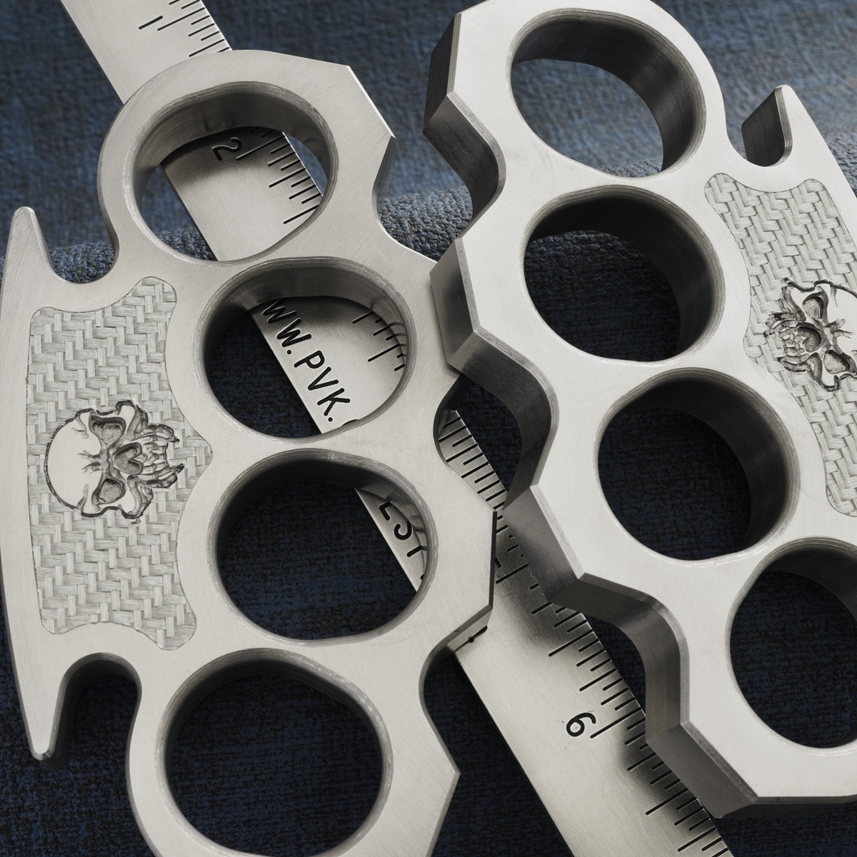BURN Custom 4 Finger Knuckles Stainless Steel 1/2" Silver Twill Carbon ...