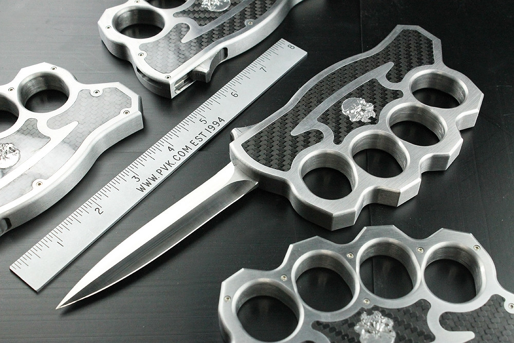 BURN Knives K-Razor D/A OTF Knuckle Knife Stainless Steel/Satin Finish ...