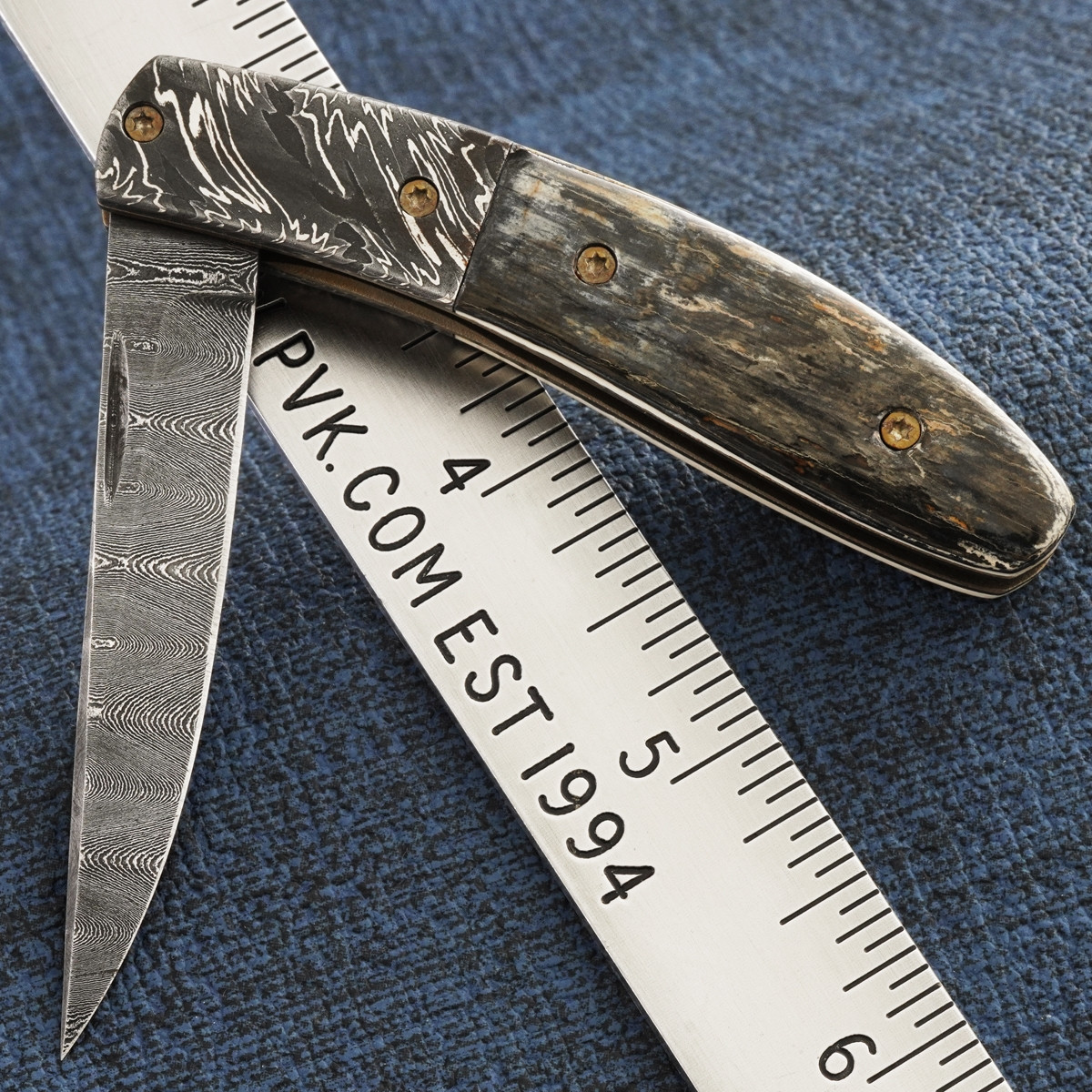 Chuck Gedraitis Custom Custom Small Folder, Ladder Damascus, Mosaic ...