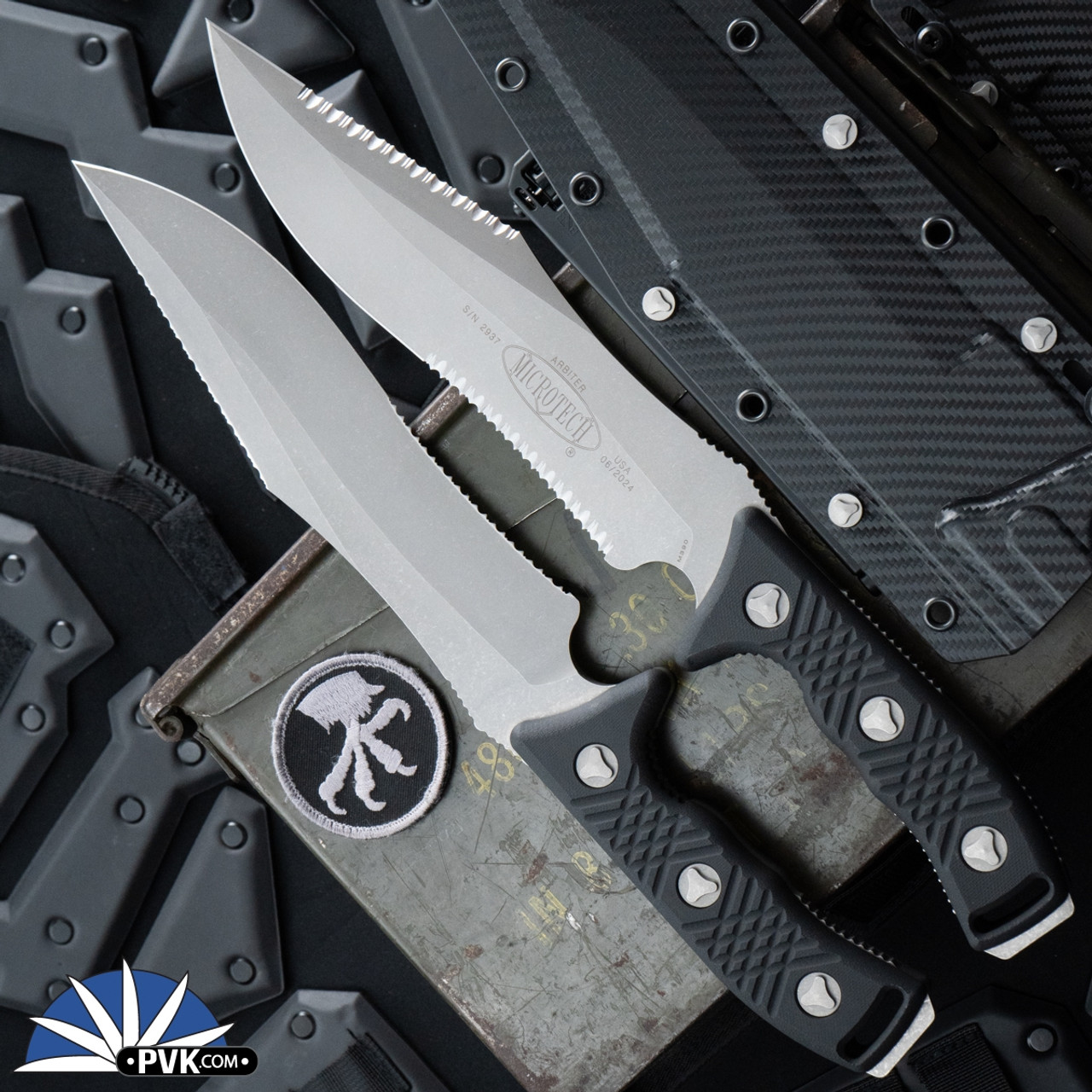 Microtech Arbiter 104-12AP Apocalyptic Full Serrated Blade, Black G10 Handle - PVK