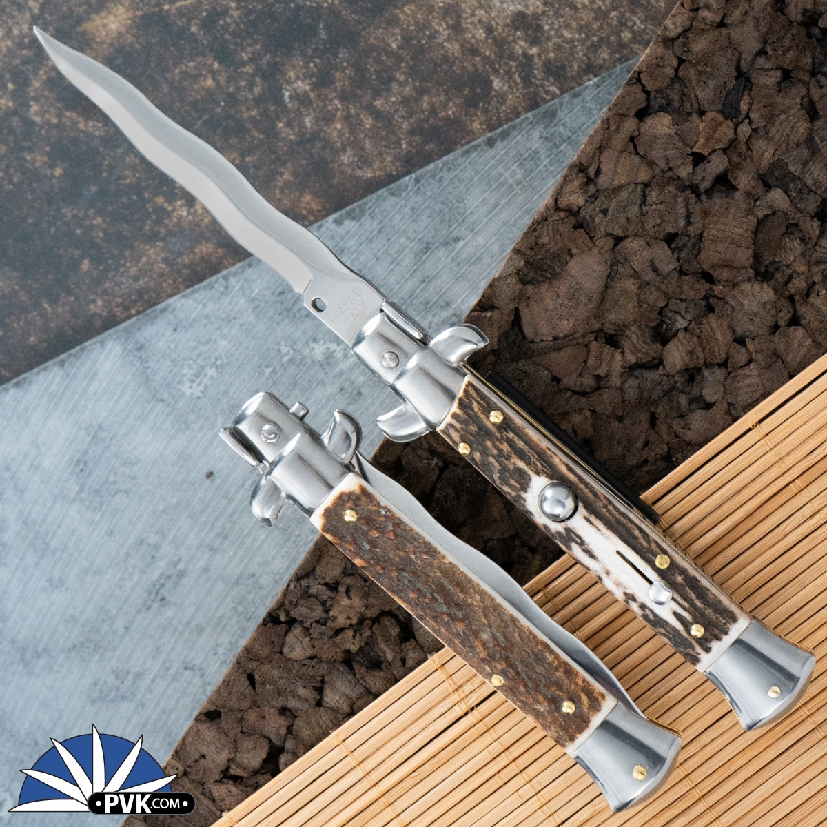 Frank B Italian Stiletto 9" Kris Blade, Stag (23CM) - PVK
