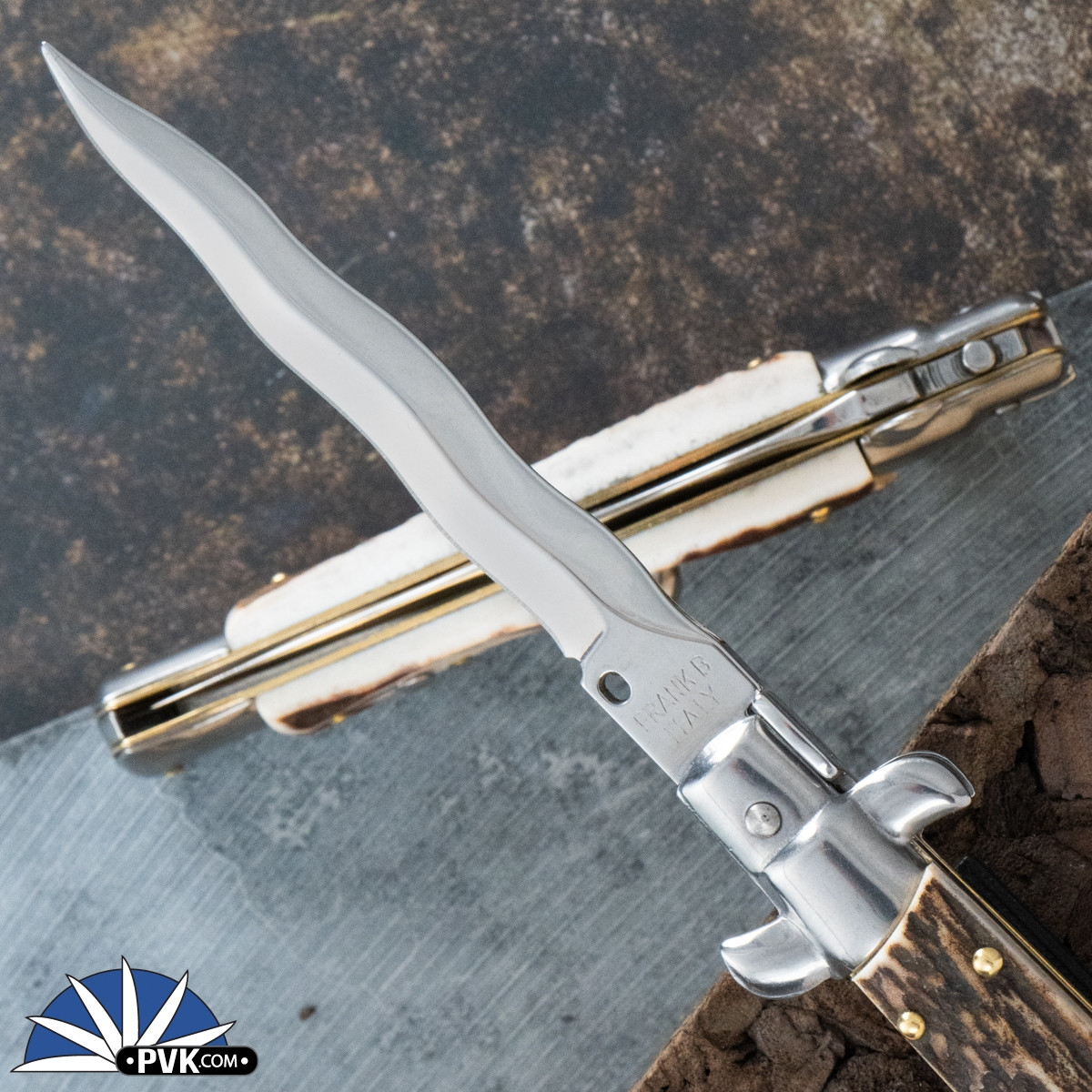 Frank B Italian Stiletto 9" Kris Blade, Stag (23CM) - PVK