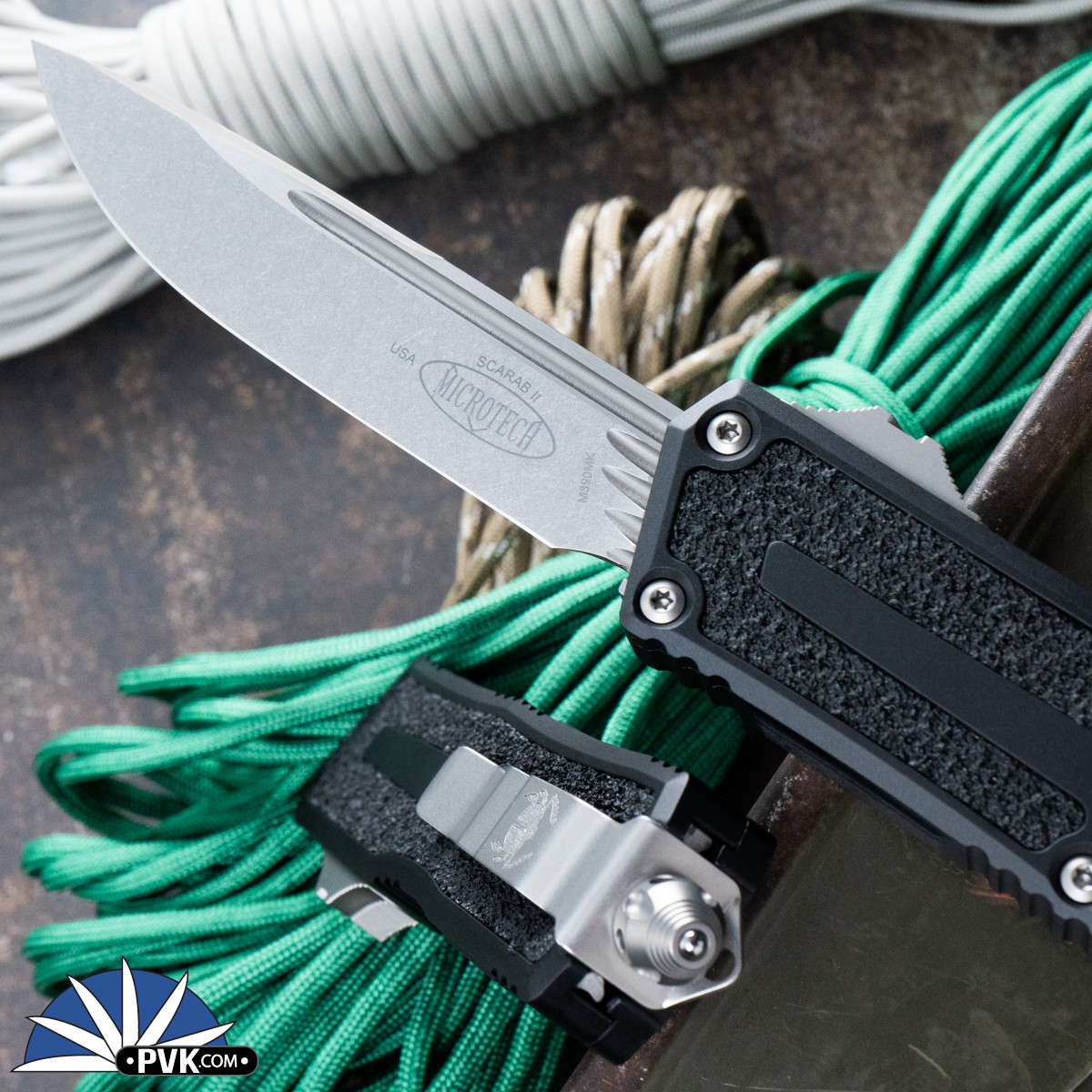 Microtech Scarab 2 Gen 3 1278-10 Single Edge Stonewash Blade With Top ...