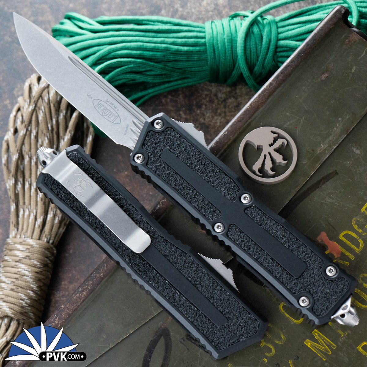 Microtech Scarab 2 Gen 3 1278-10 Single Edge Stonewash Blade With Top ...
