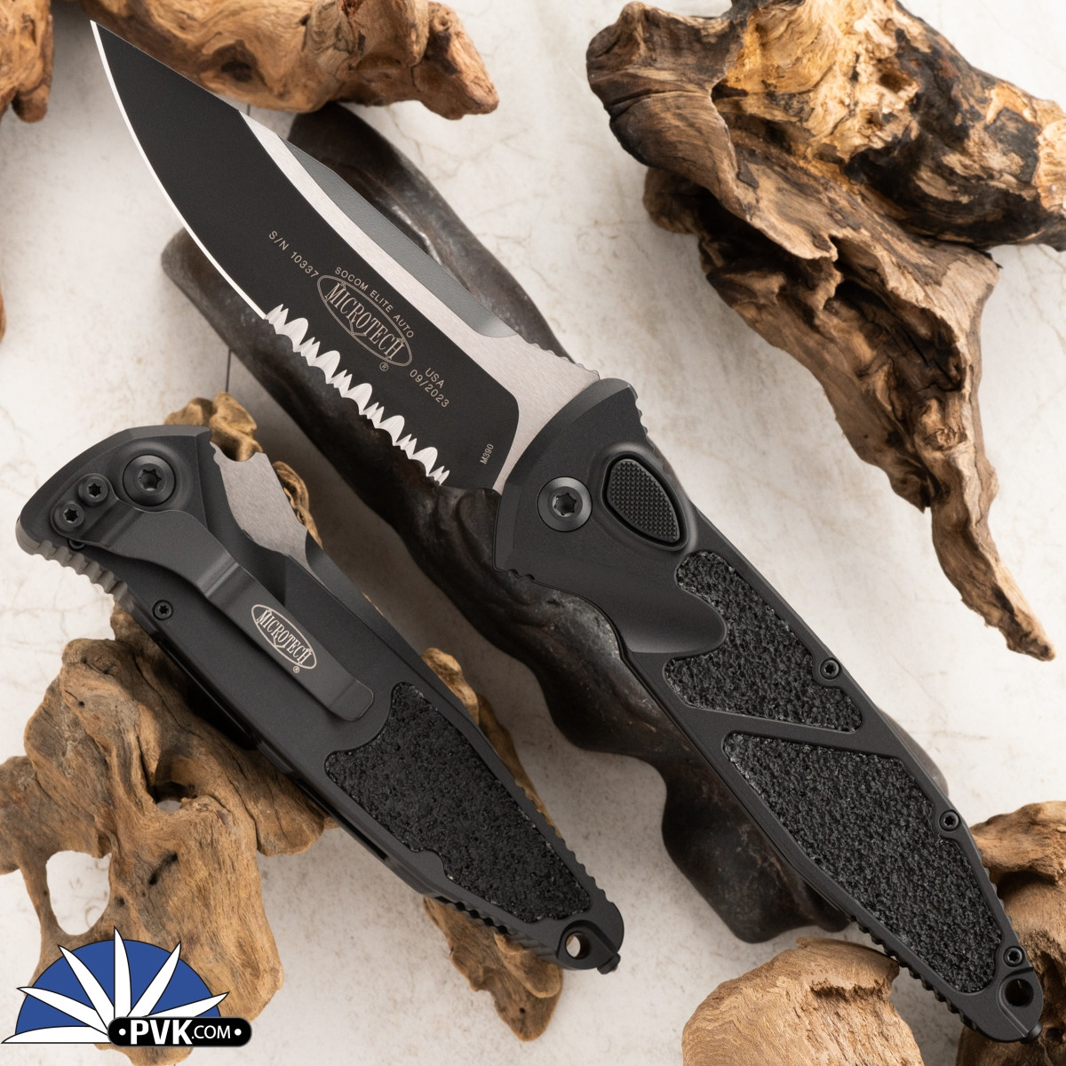 Microtech Socom Elite Auto 160A-2T Single Edge Black Partial Serrated ...