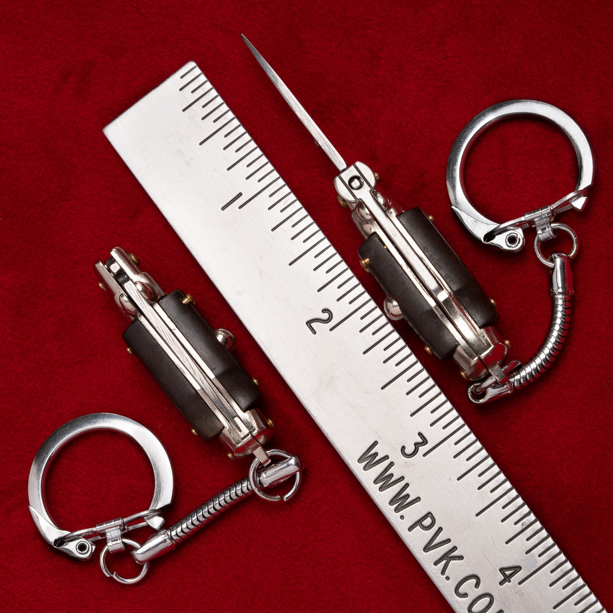 Inox 2.75" Italian Made Stiletto Automatic Keychain Brown Wood Handle - PVK