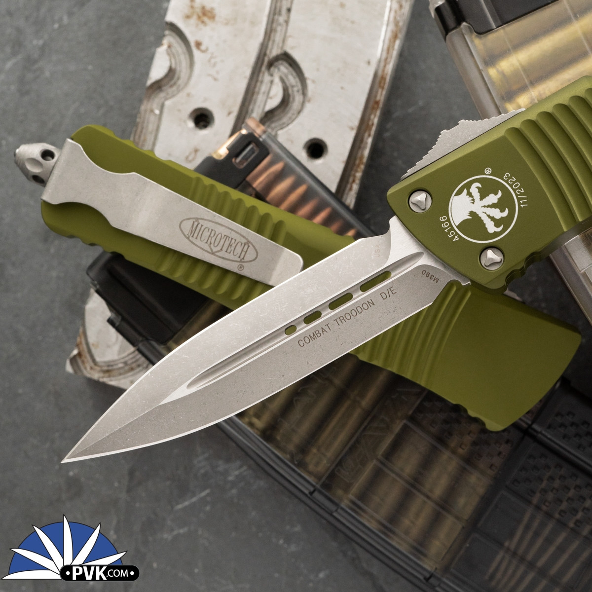 Microtech Combat Troodon 142-10APOD Apocalyptic Double Edge Blade, OD ...