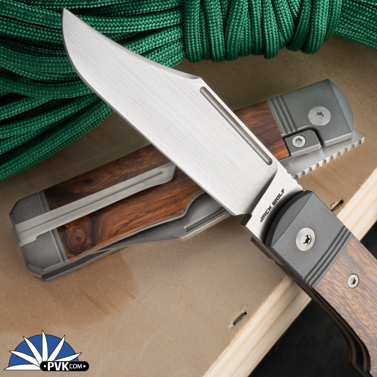 Jack Wolf Knives Gunslinger Jack Hand Satin Blade, Ironwood - PVK