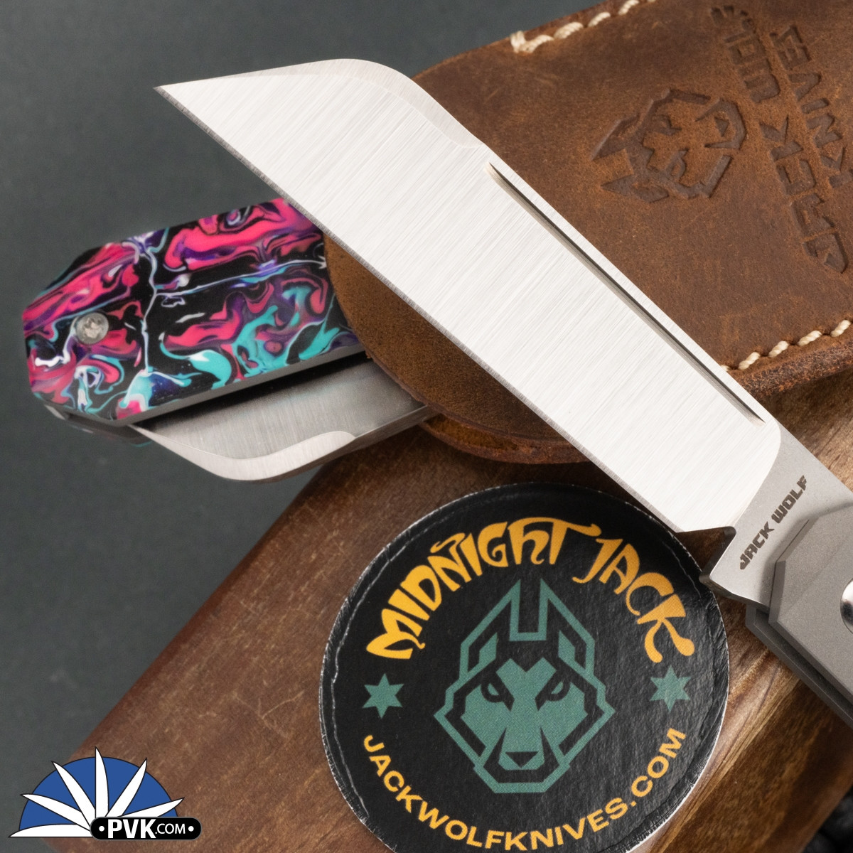 Jack Wolf Knives Midnight Jack Satin Blade Kaotic Resin - PVK
