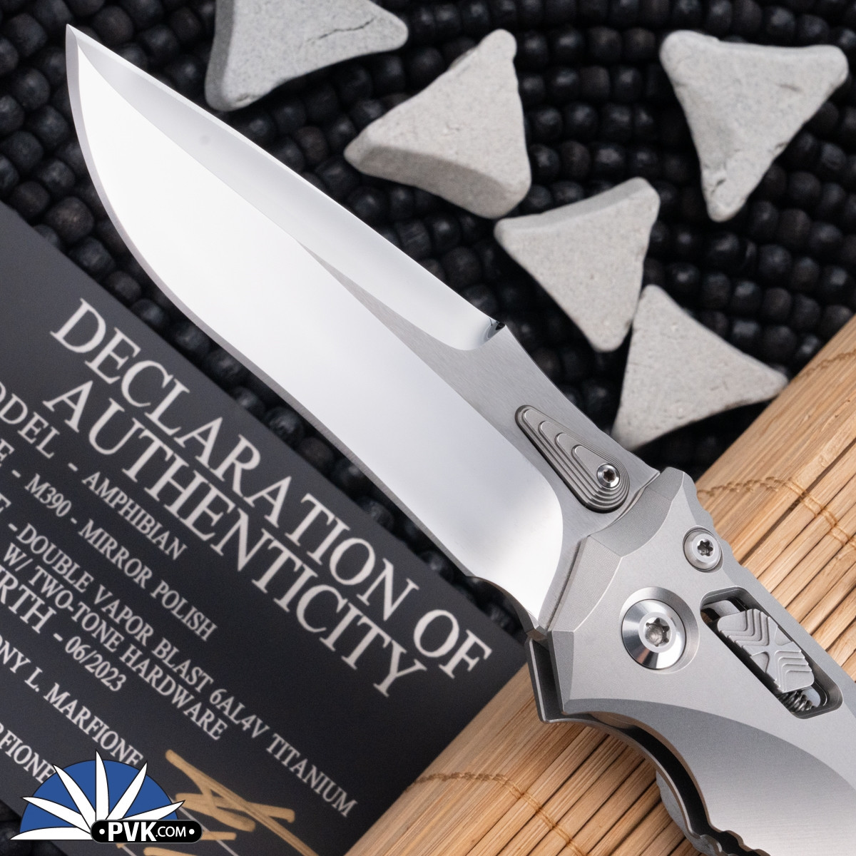 Marfione Custom Knives Amphibian Mirror Polish Blade Double Vapor Blast ...