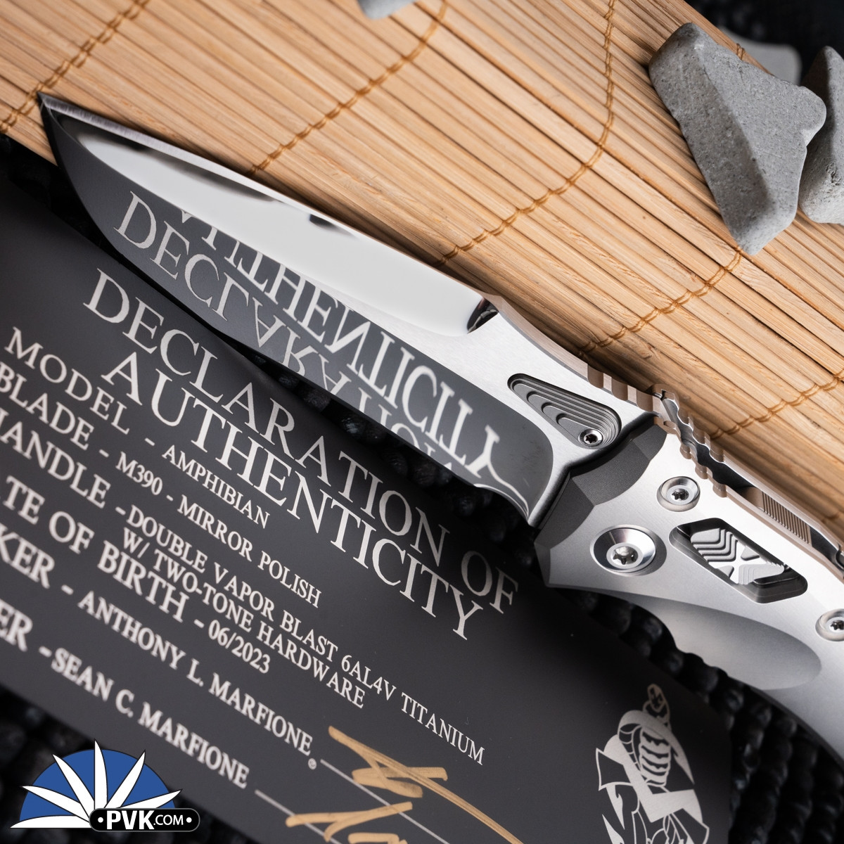 Marfione Custom Knives Amphibian Mirror Polish Blade Double Vapor Blast ...