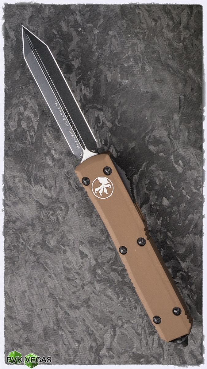 Microtech Ultratech Spartan 223-1TA Black Blade Tan Handle - PVK