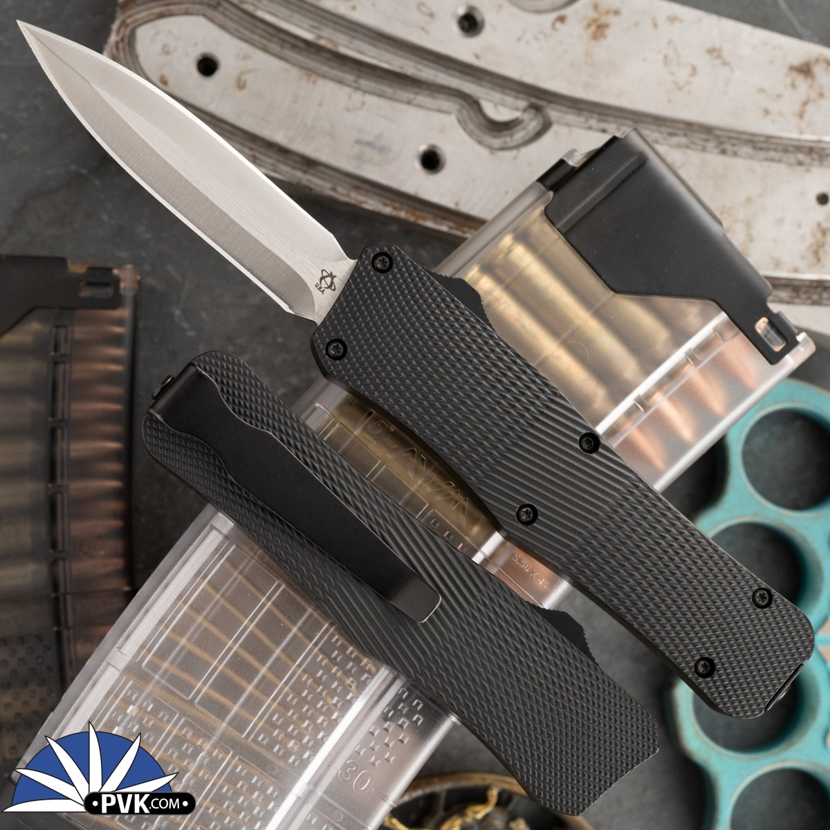 Mantis Knives OTF MANOTF813 "Stiletto" (Double Edge) Satin 440C, Black ...