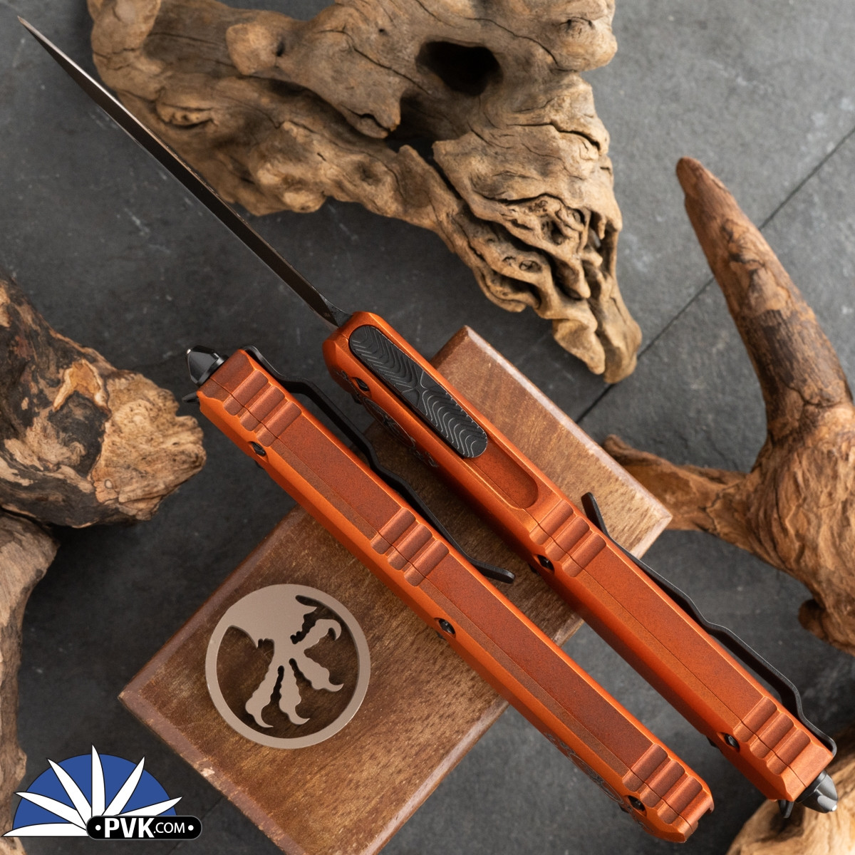 Microtech Ultratech 122-1HW Double Edge Black Blade, Halloween Handle ...