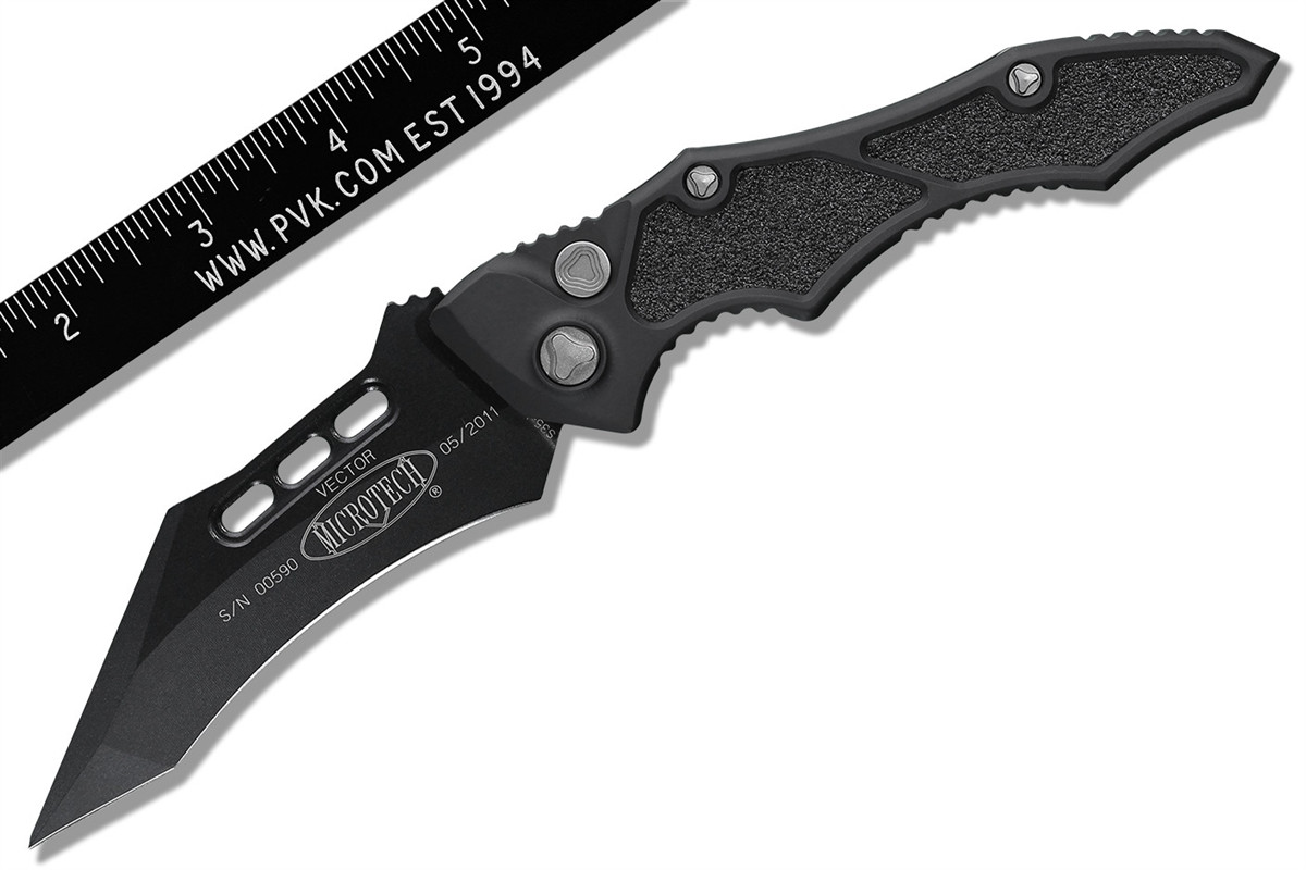 Microtech Vector Black Handle Black Blade Standard Edge - PVK