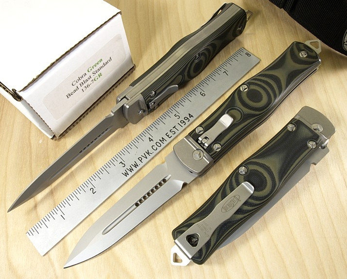 Microtech OSS Cobra Lever Lock Automatic Knife S/E GR/BB - PVK