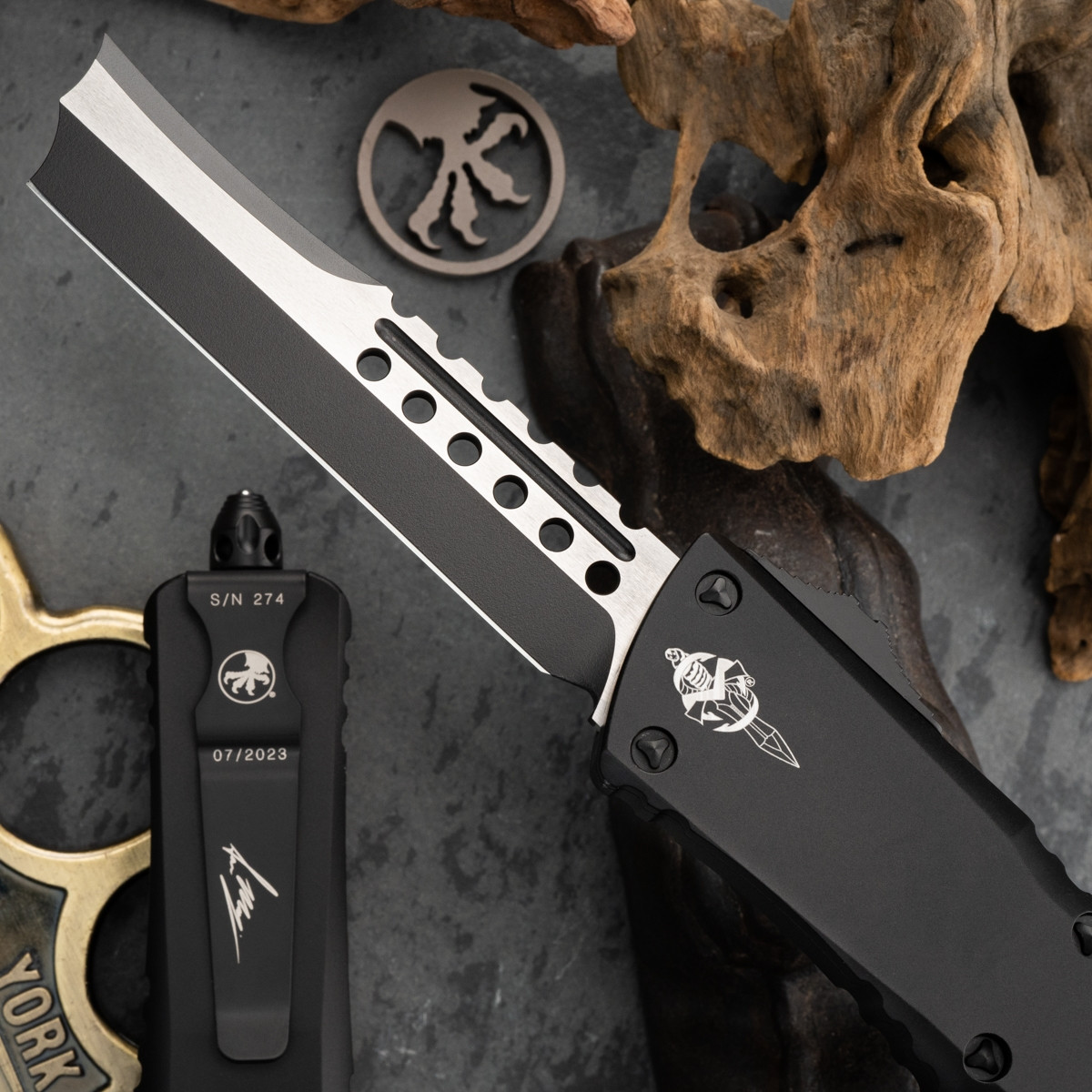Microtech Combat Troodon 219RS-1TS Straight Razor Black Blade, Black ...