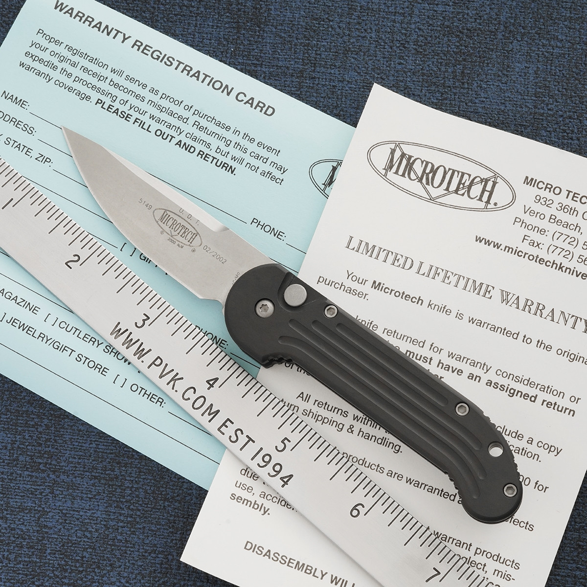 Vintage Microtech U.D.T. Stonewashed Blade, Black Handle. Dated 02/2002 ...
