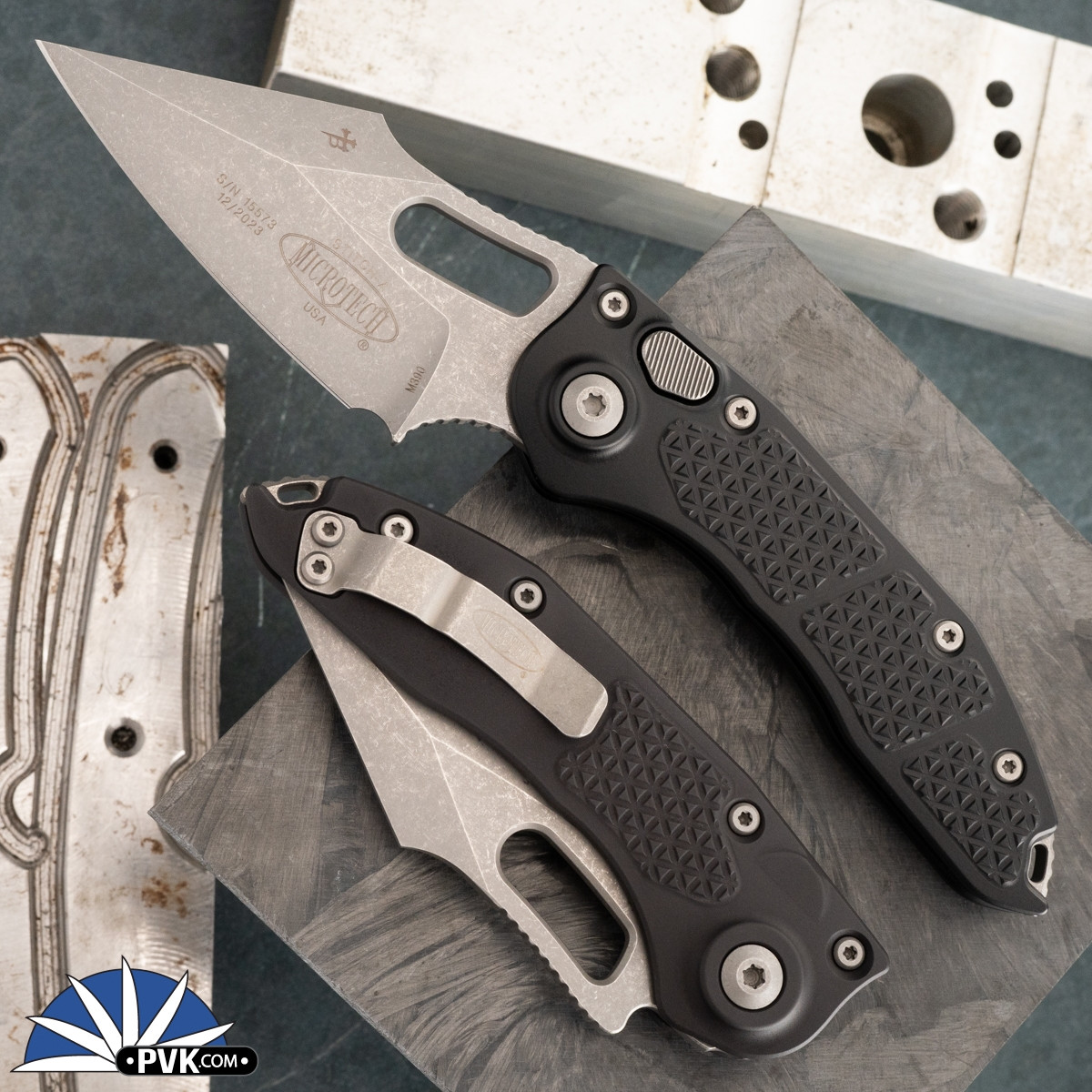 Microtech Stitch Auto 169-10AP Apocalyptic Blade, Black Handle - PVK